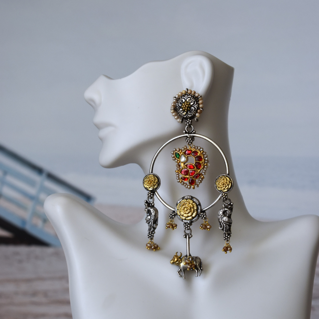 Niovi Regal Rajputana Charm Silver Earrings – Yamoona