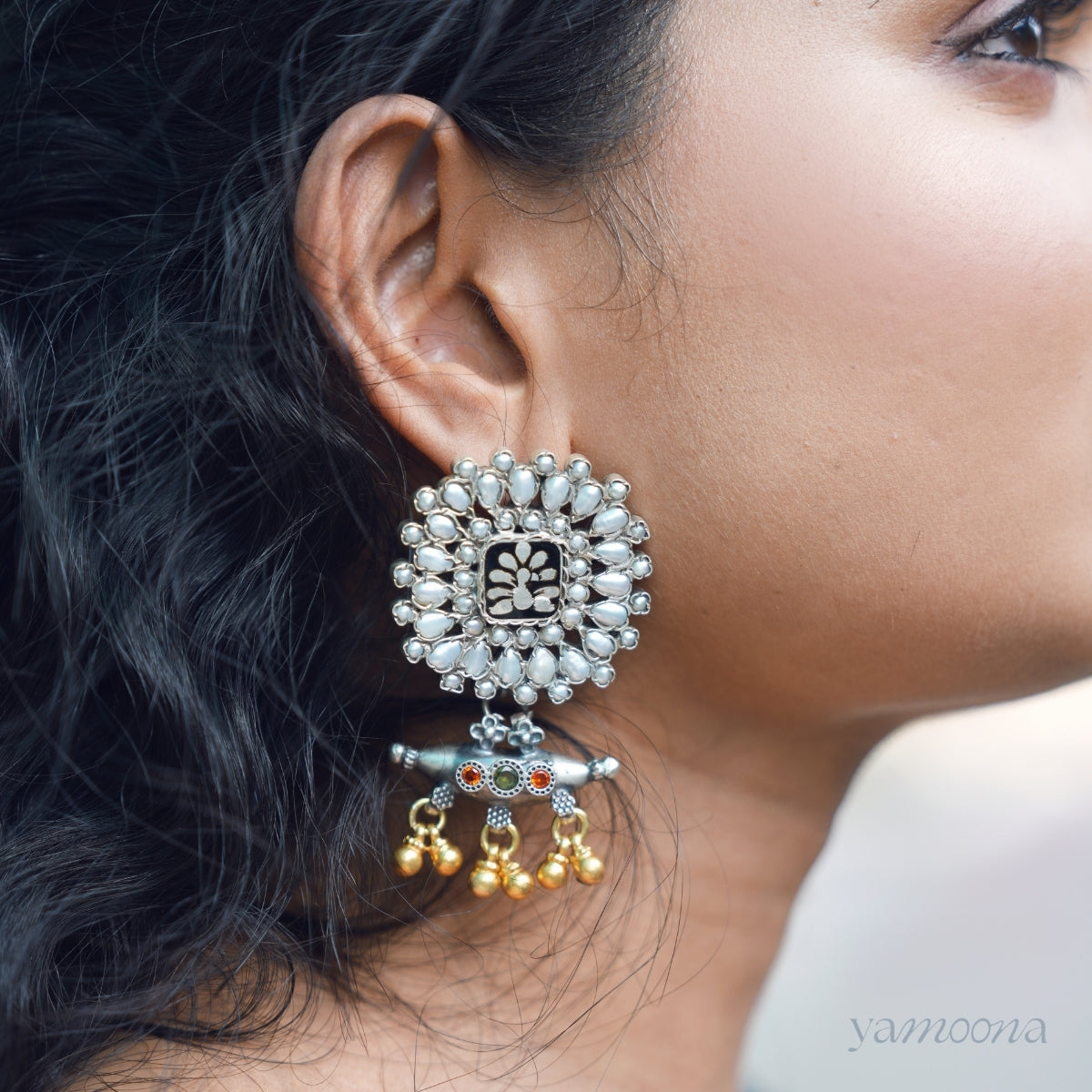 Niovi Mor Taveez Silver Earrings – Yamoona